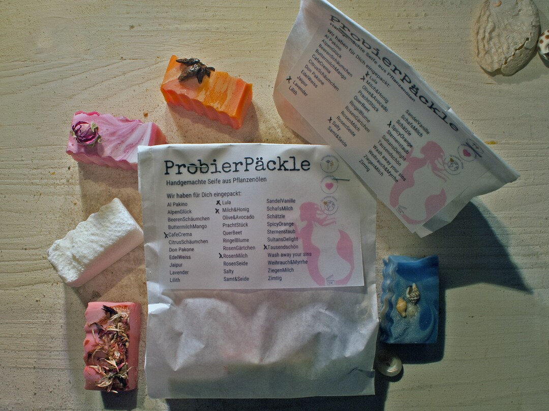 Natural Soaps sample Pack Total Weight 160 G, Made From Vegetable Oils 5 Varieties Small Soaps ...