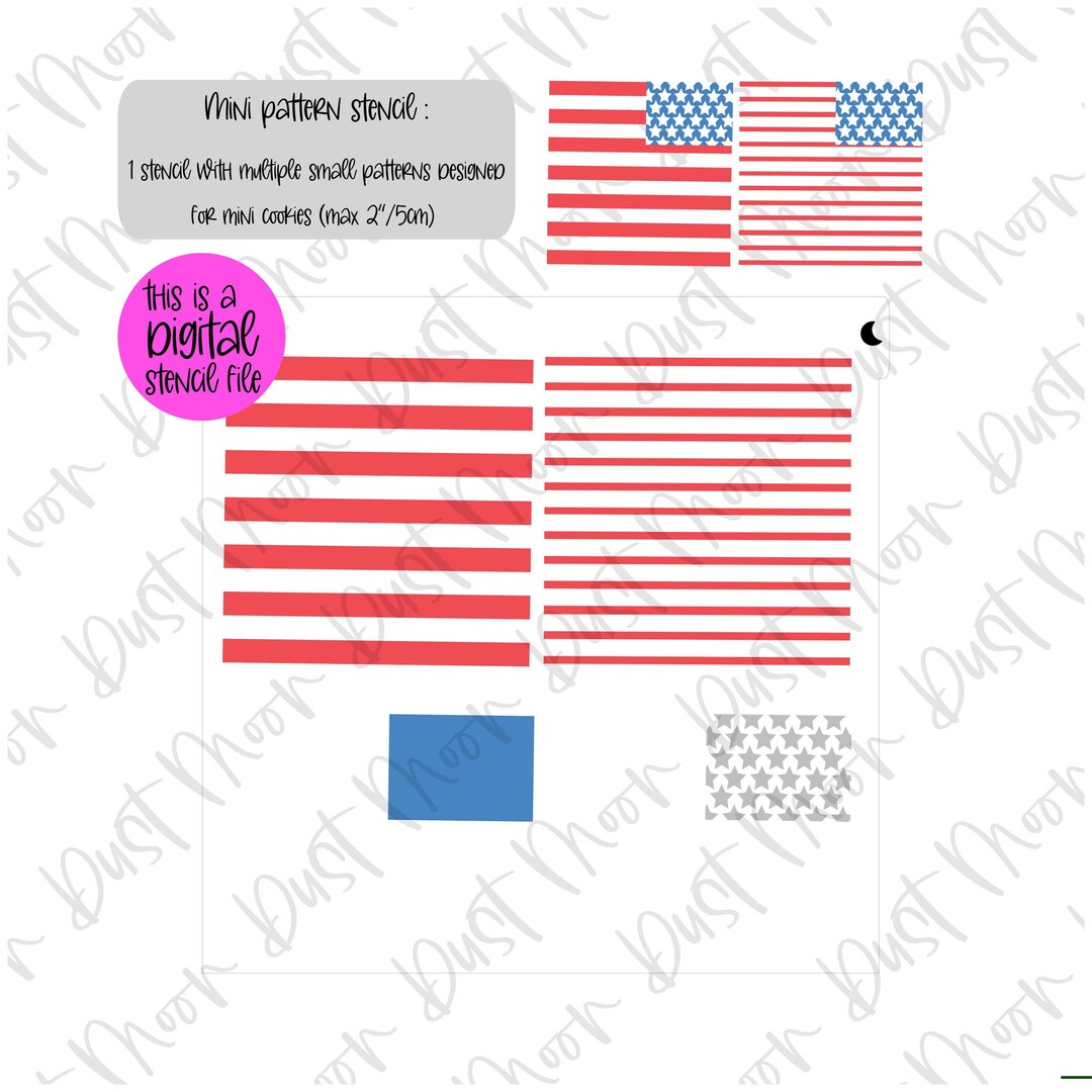 DIGITAL SVG - Mini 2” Pattern USA Flag - for Mylar/plastic Stencils (no ...