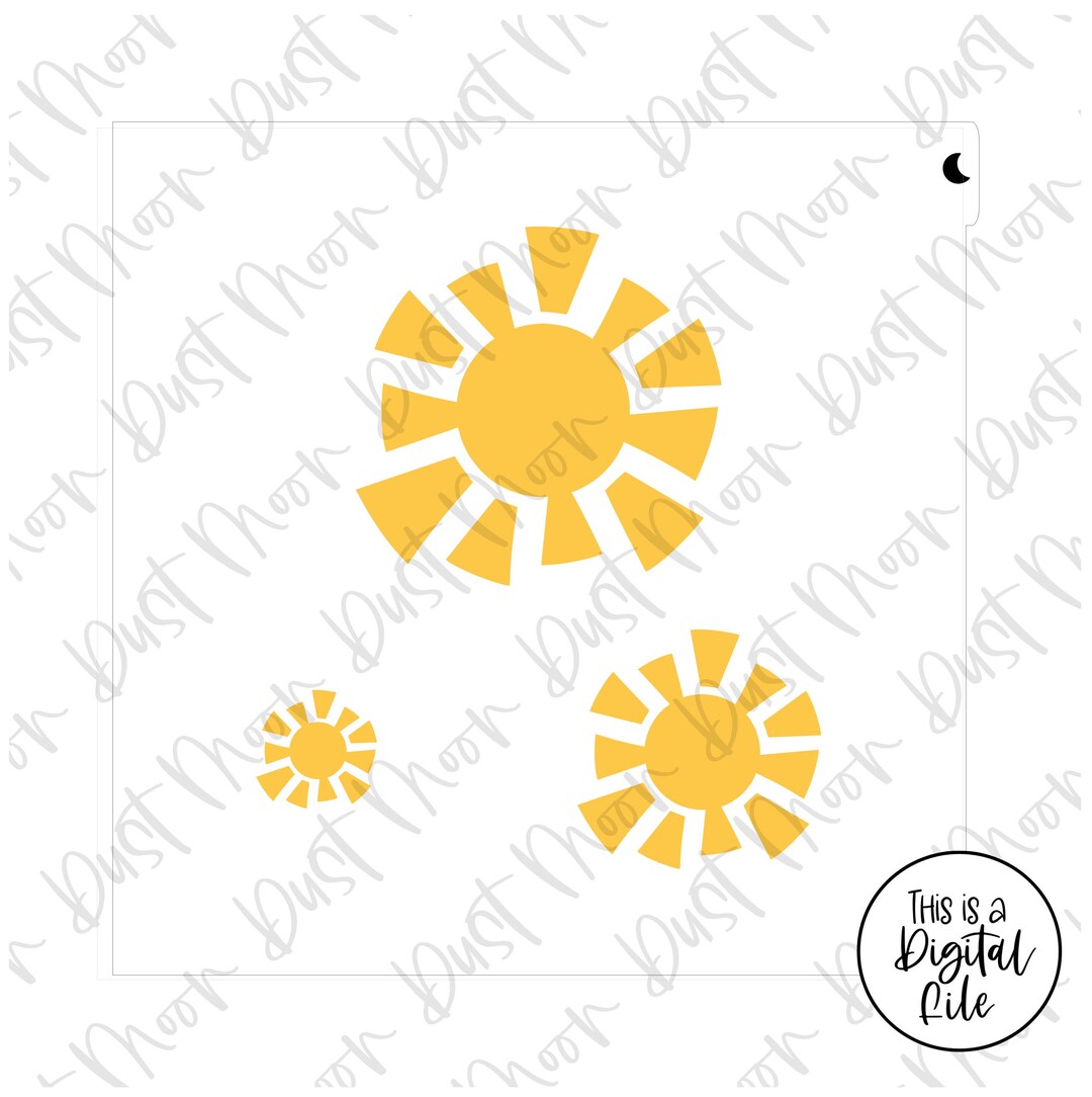 DIGITAL SVG - Sun 3 Sizes Stencil Template for Mylar/plastic Cookie ...