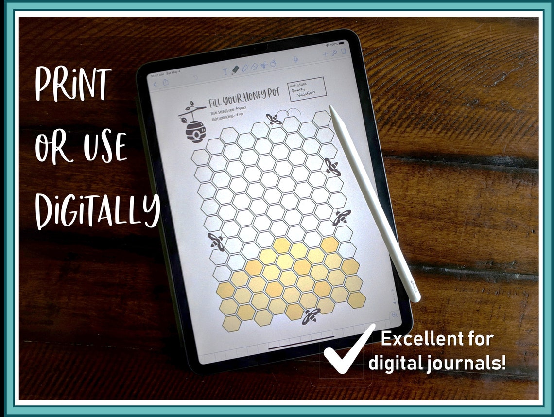 Honeycomb Savings Tracker | Fillable & Auto-calculating PDF - Etsy
