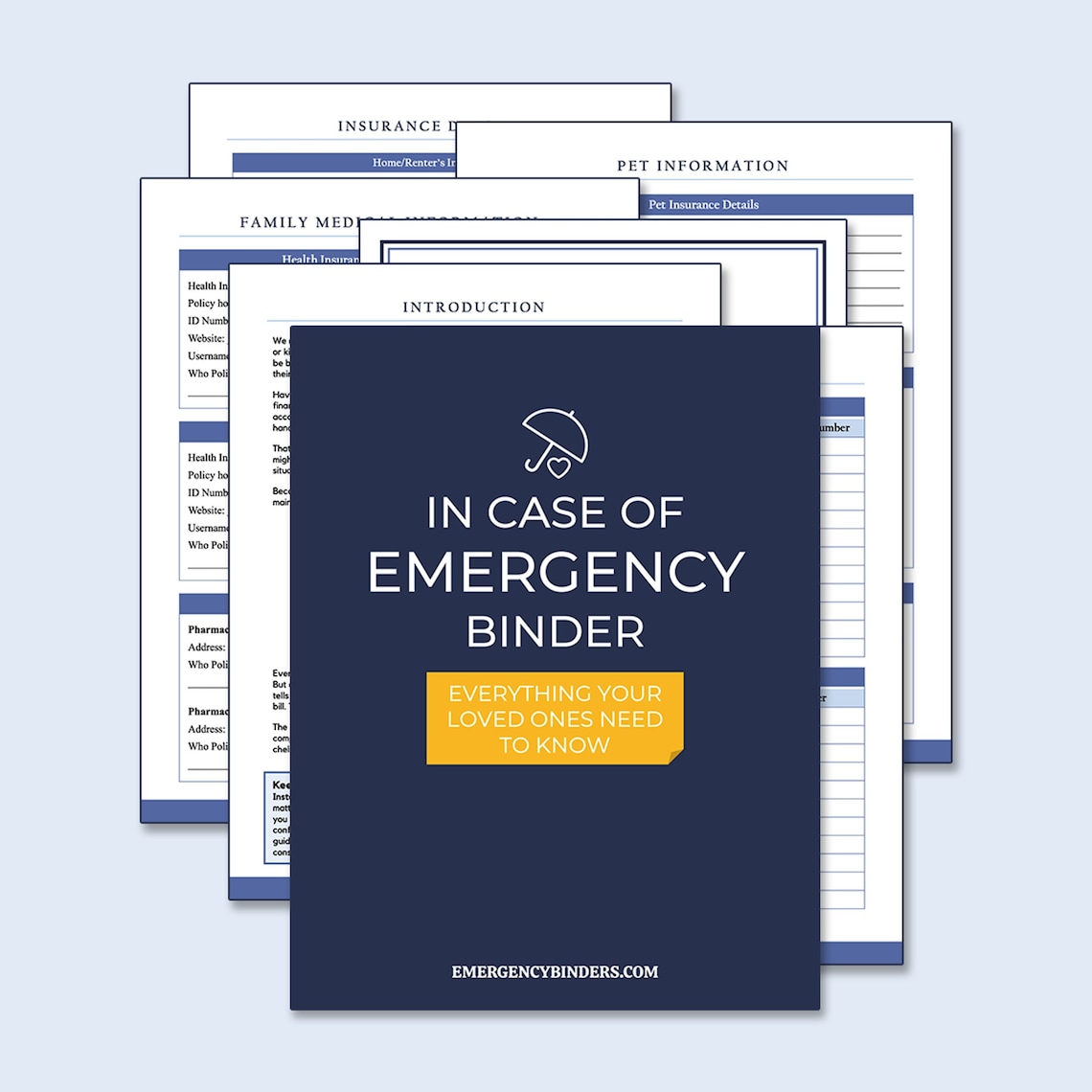 Family in Case of Emergency Binder Template | Emergency or Estate ...