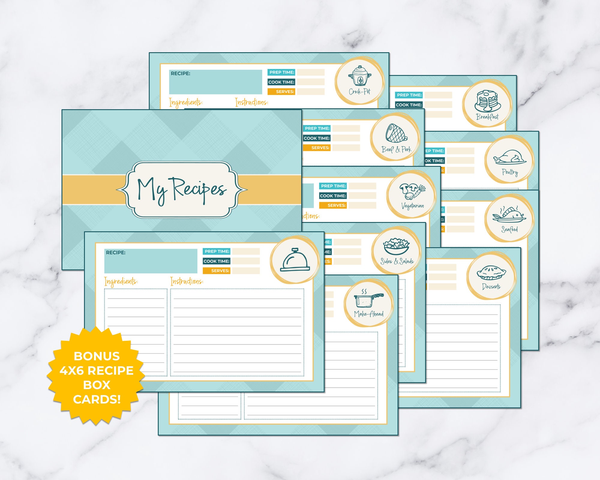 Complete Kitchen Printable Pack Recipe Binder Meal - Etsy