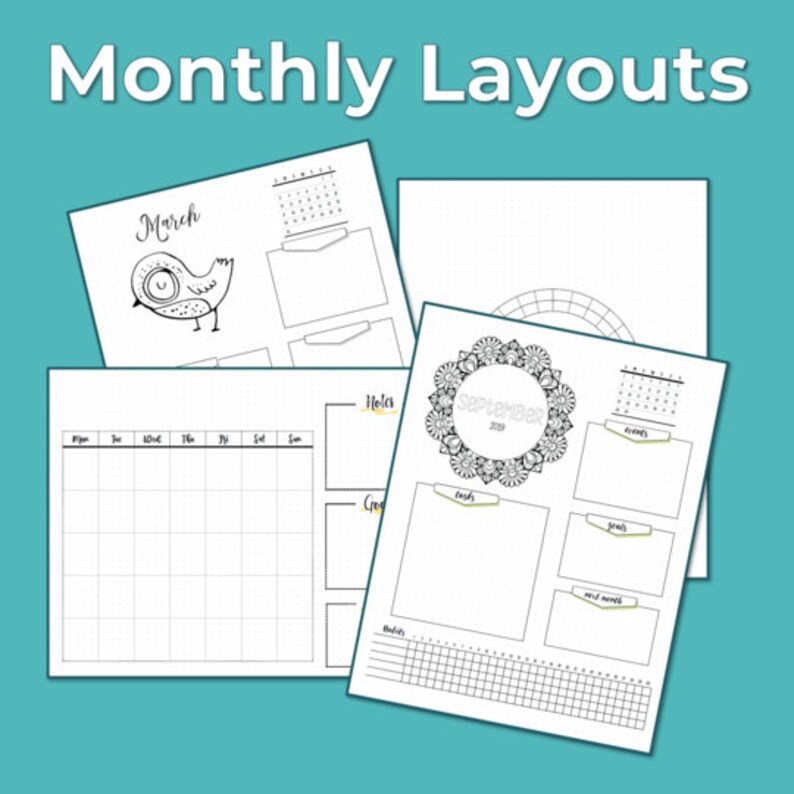 Ultimate Bullet Journal Layout Bundle Over 60 Printable Journal Layouts ...