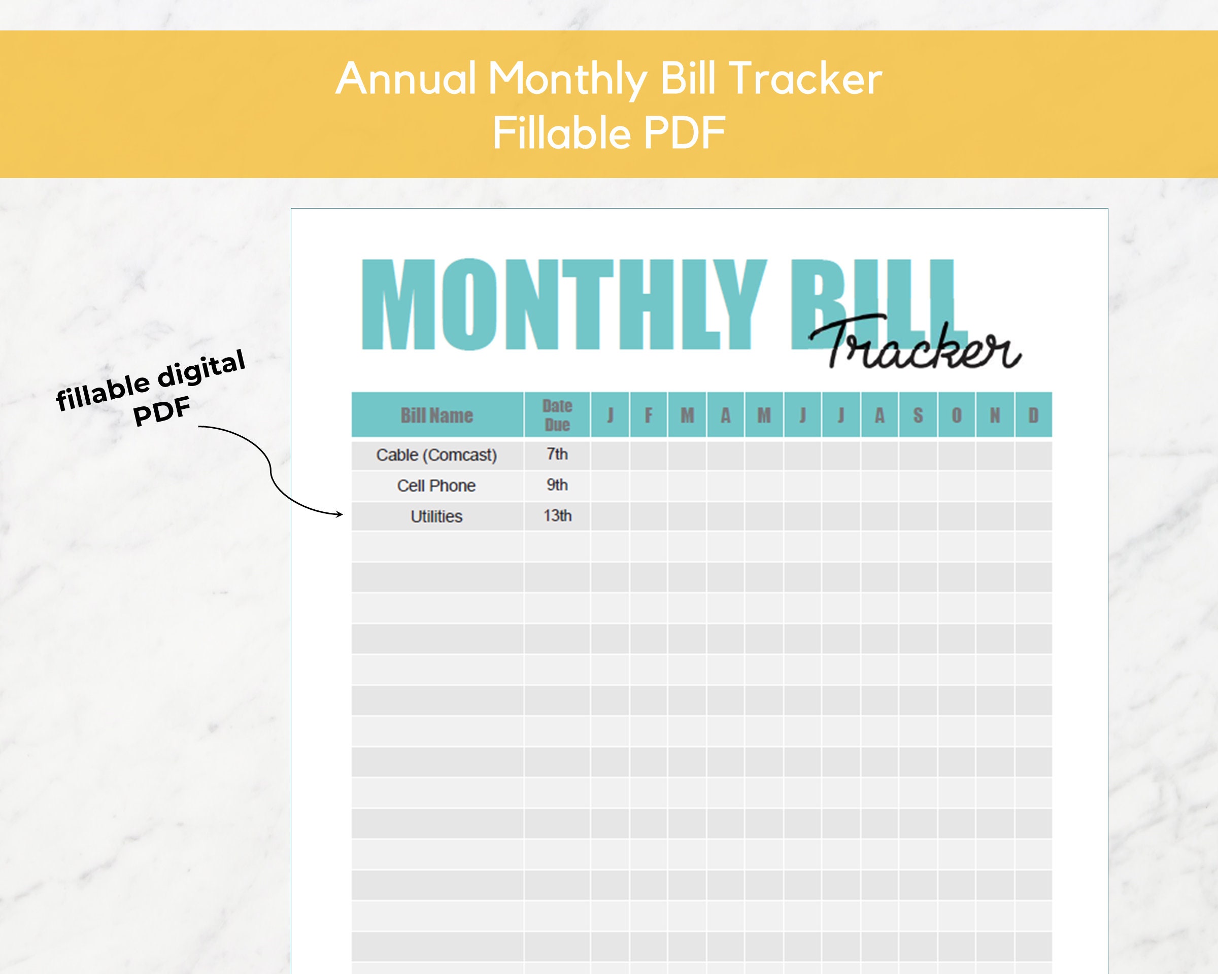 Monthly Bill Due Date Tracker Fillable Printable PDF - Etsy España Monthly Bill Due Date Tracker Fillable Printable PDF - Etsy España
