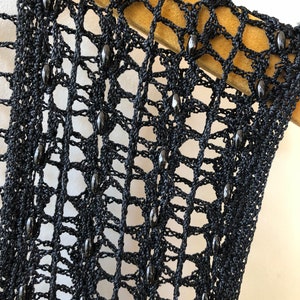 Black Crochet Beaded Top. Transparent Sleeveless Top. - Etsy