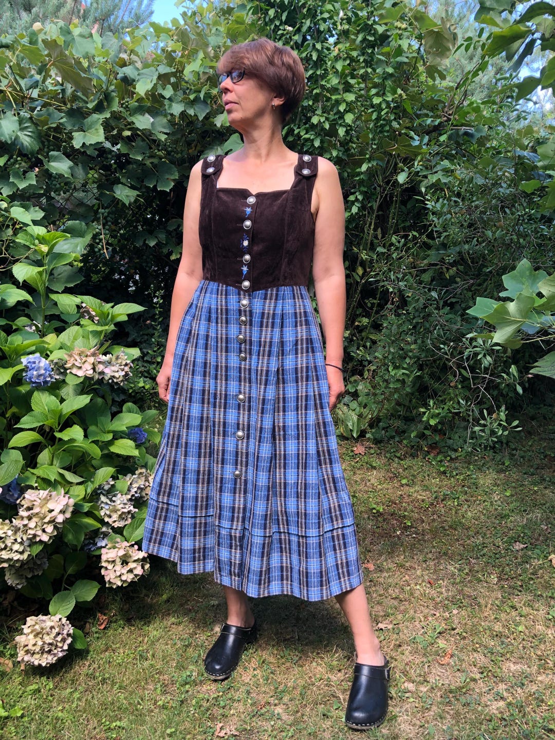 Vintage Dirndl Dress. Trachten Style Apron Dress Decorated With Metal ...