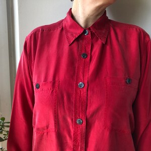 Vintage 90s Crimson Red Silk Shirt. M Size. - Etsy