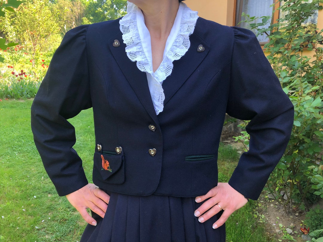 Vintage Womens Trachten Style Jacket. ALPINE Folk Style Navy - Etsy