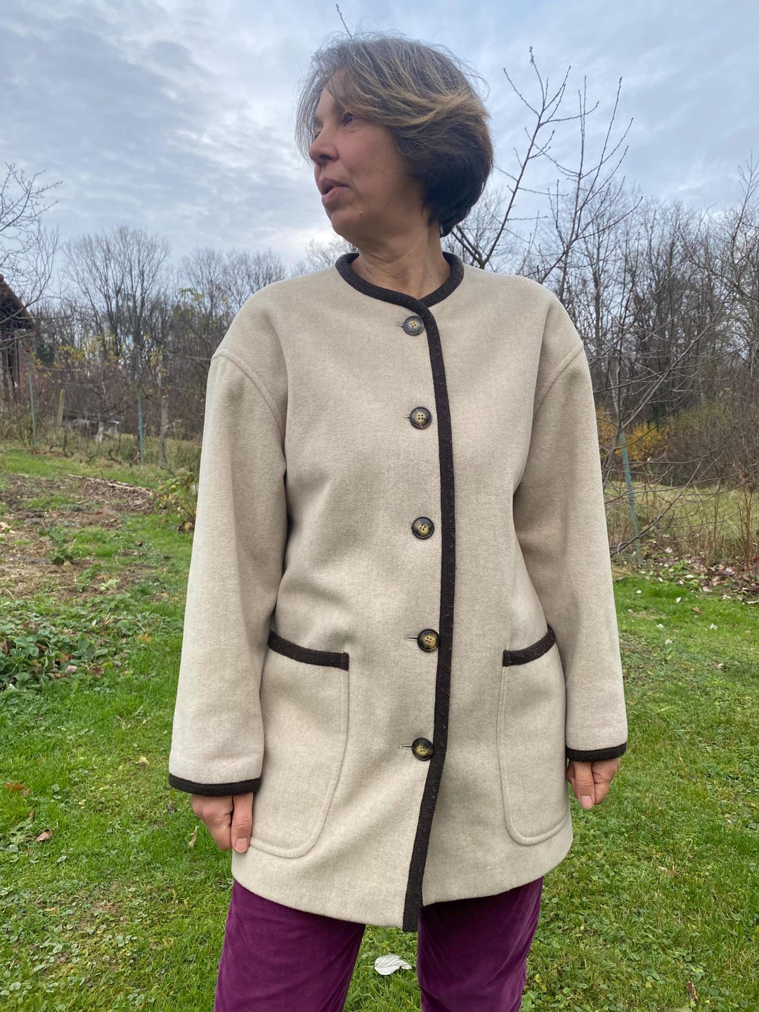Vintage 80-90ss Trachten Style Beige Wool Coat. Traditional Alpine ...
