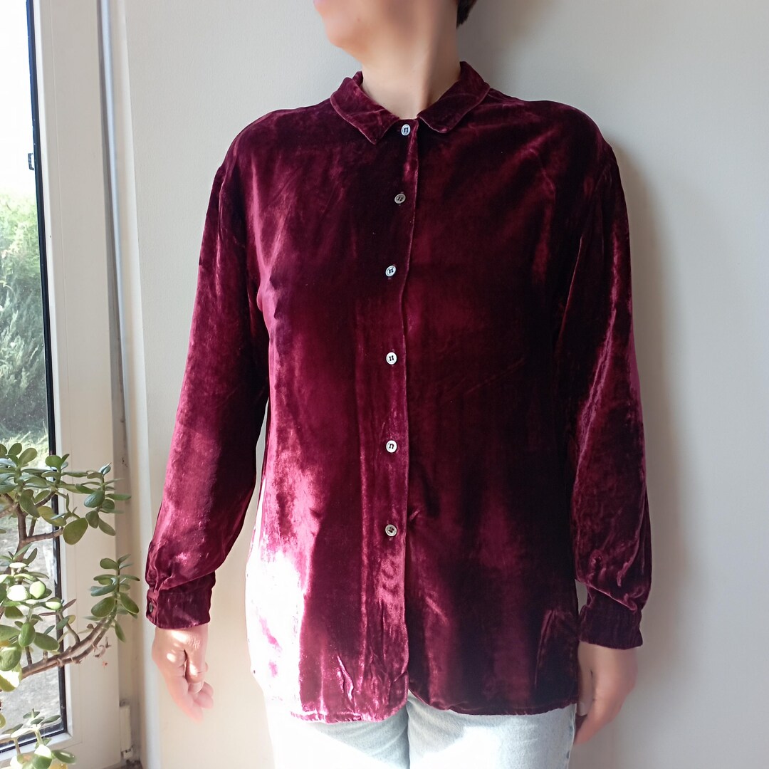 Vintage 90s Burgundy Colour Long Sleeve Blouse. Laura Ashley Label ...