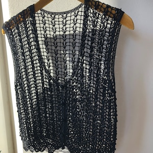 Black Crochet Beaded Top. Transparent Sleeveless Top. - Etsy