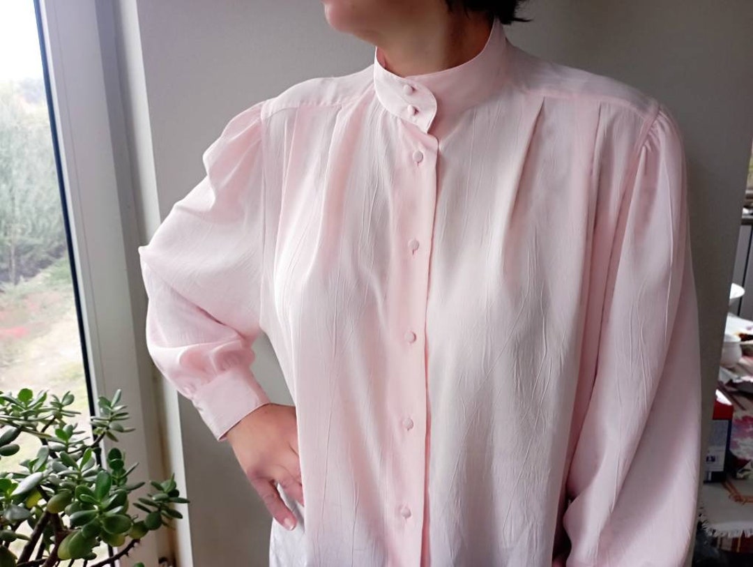 Vintage 80s Pale Pink Puff Sleeve Blouse. M Size. - Etsy