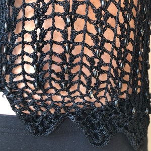 Black Crochet Beaded Top. Transparent Sleeveless Top. - Etsy