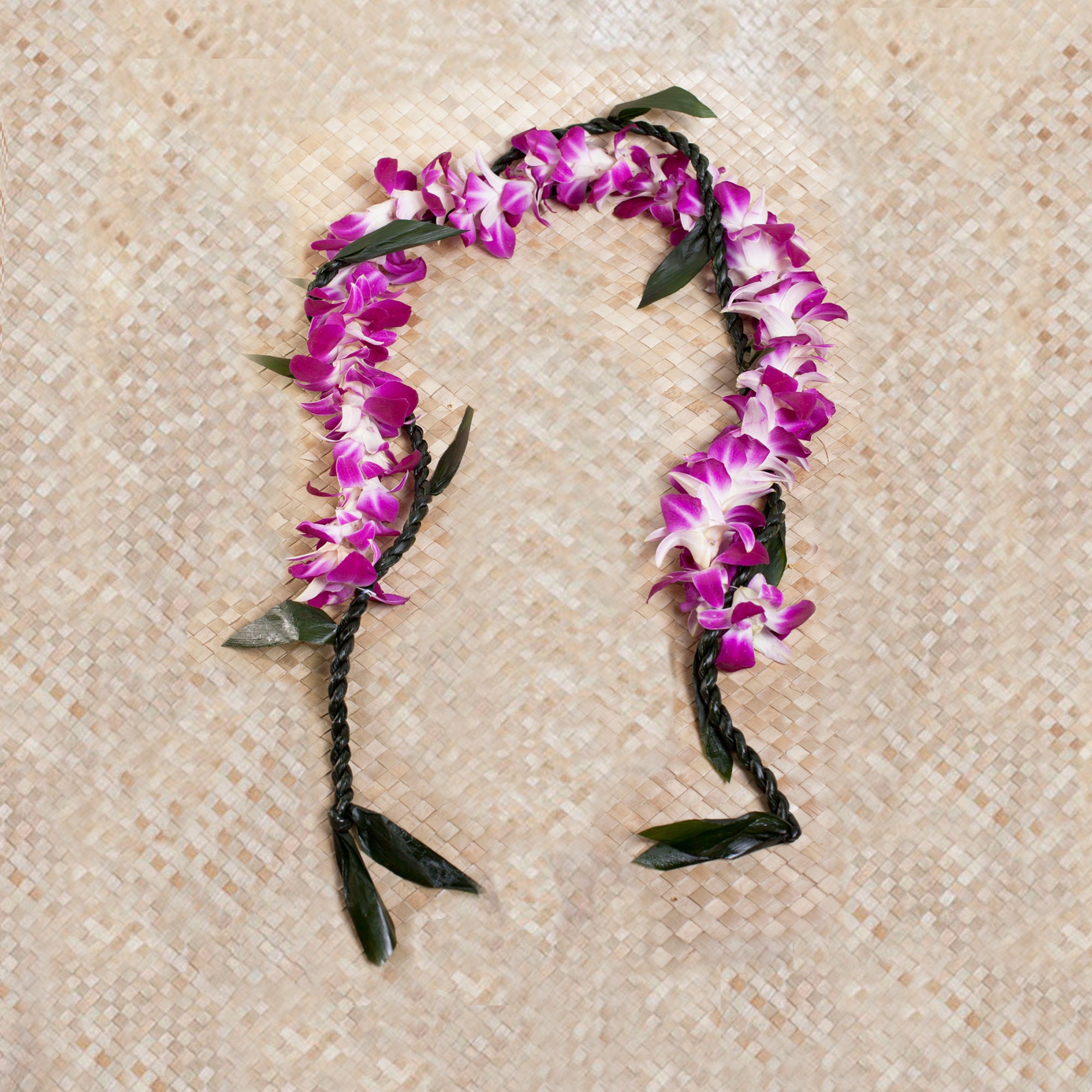 Hawaiian Lei Ti leaf Lei With Orchid Lei Graduation Lei | Etsy