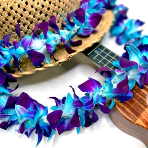 Dyed Blue Orchid Single Lei - Etsy