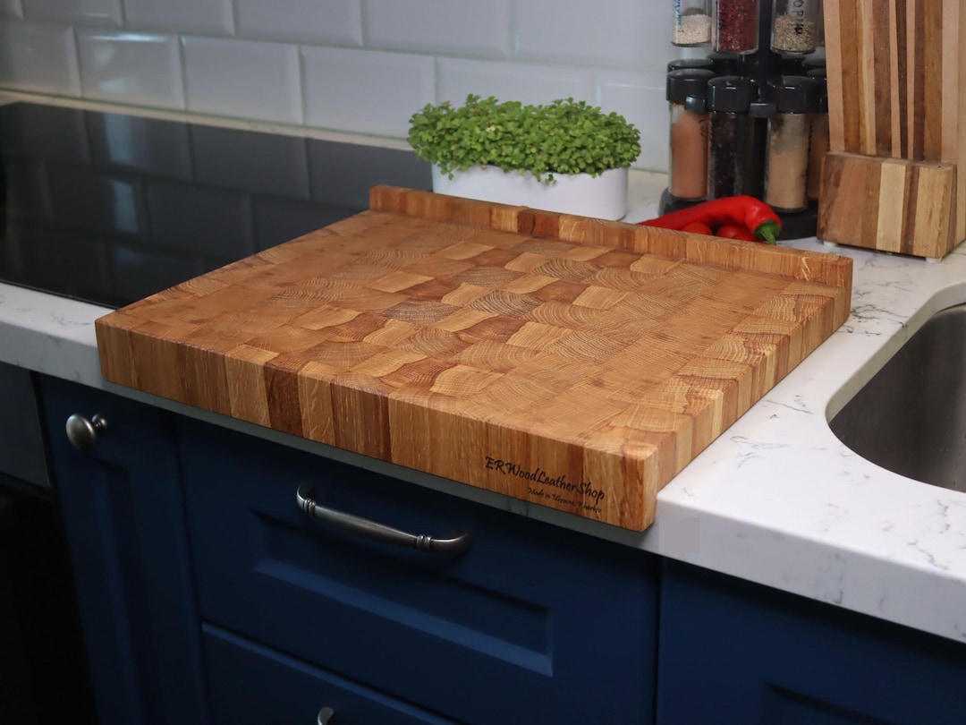 Unique End Grain Cutting Board With Double-side Counter Lip, Cutting ...