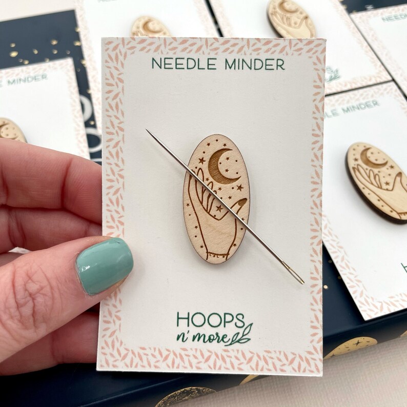 Crescent Moon on Hands Needle Minder Wooden Needle Nanny | Etsy
