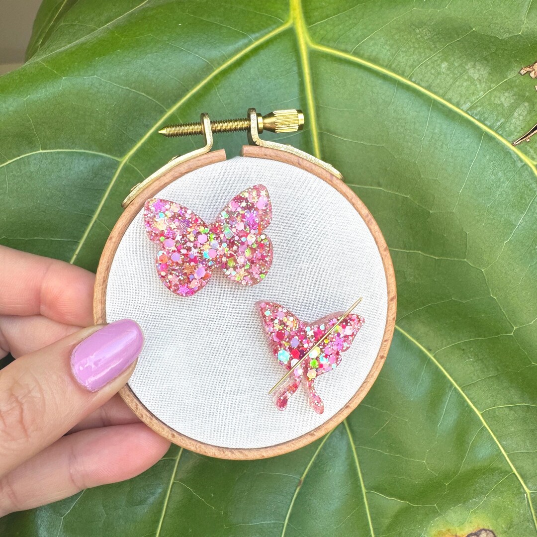 Butterfly & Moth Resin Needle Minder Kit, Sparkling Glitter Duo Magnets ...