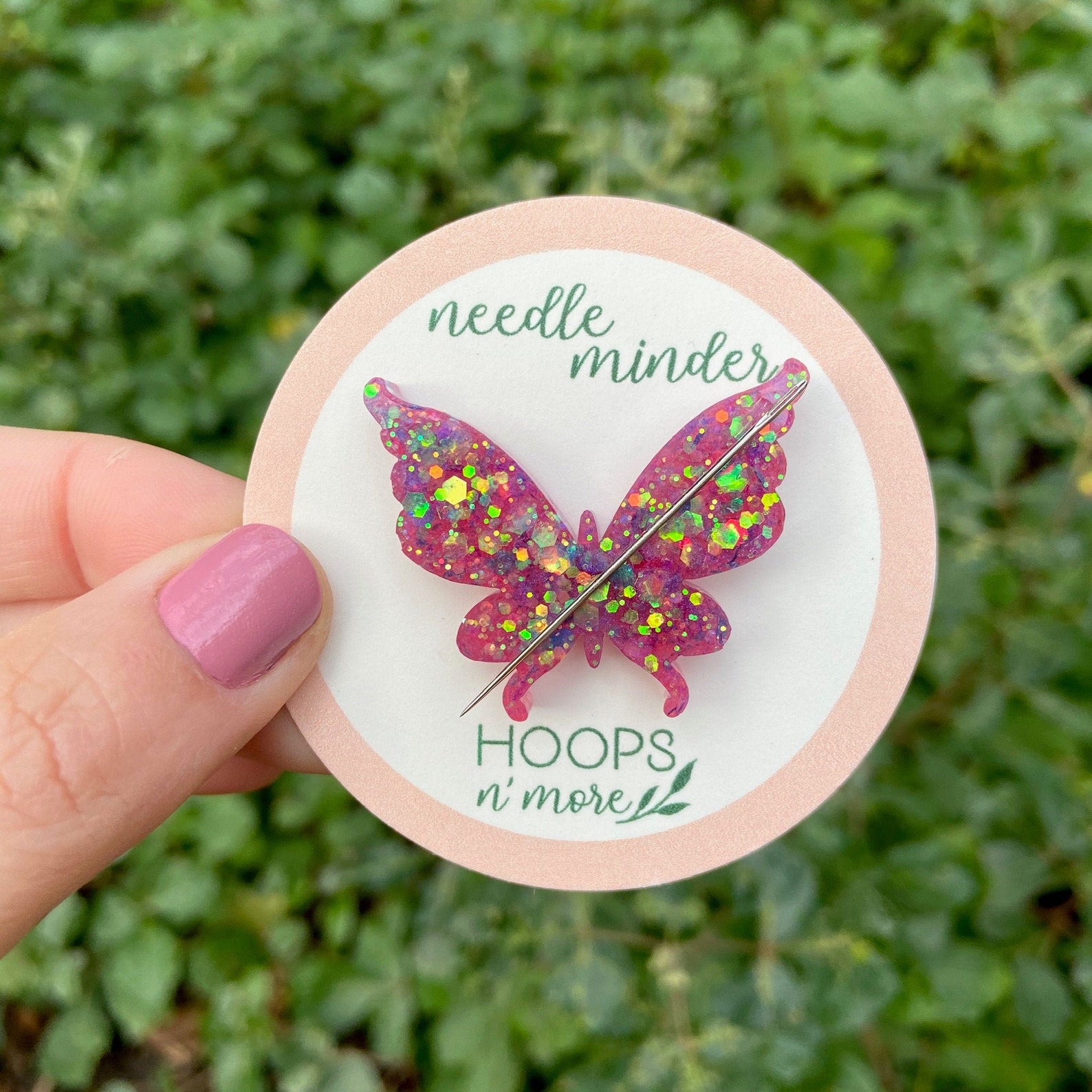 Pink Butterfly Resin Needle Minder Glittery Resin Needle - Etsy