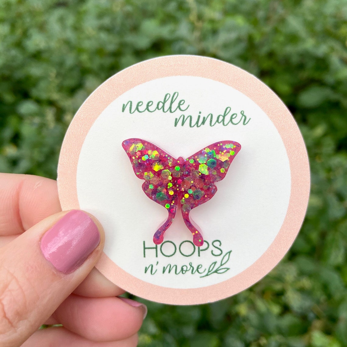 Pink Butterfly Resin Needle Minder Glittery Resin Needle - Etsy