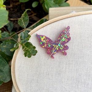 Pink Butterfly Resin Needle Minder Glittery Resin Needle - Etsy