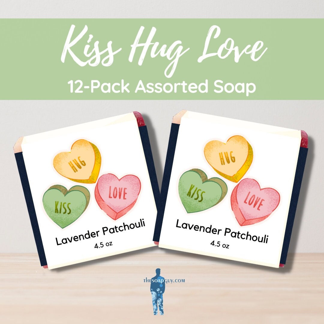 Kiss Hug Love 12 Bars of Handmade Soap, Best Sellers Shower Favors ...