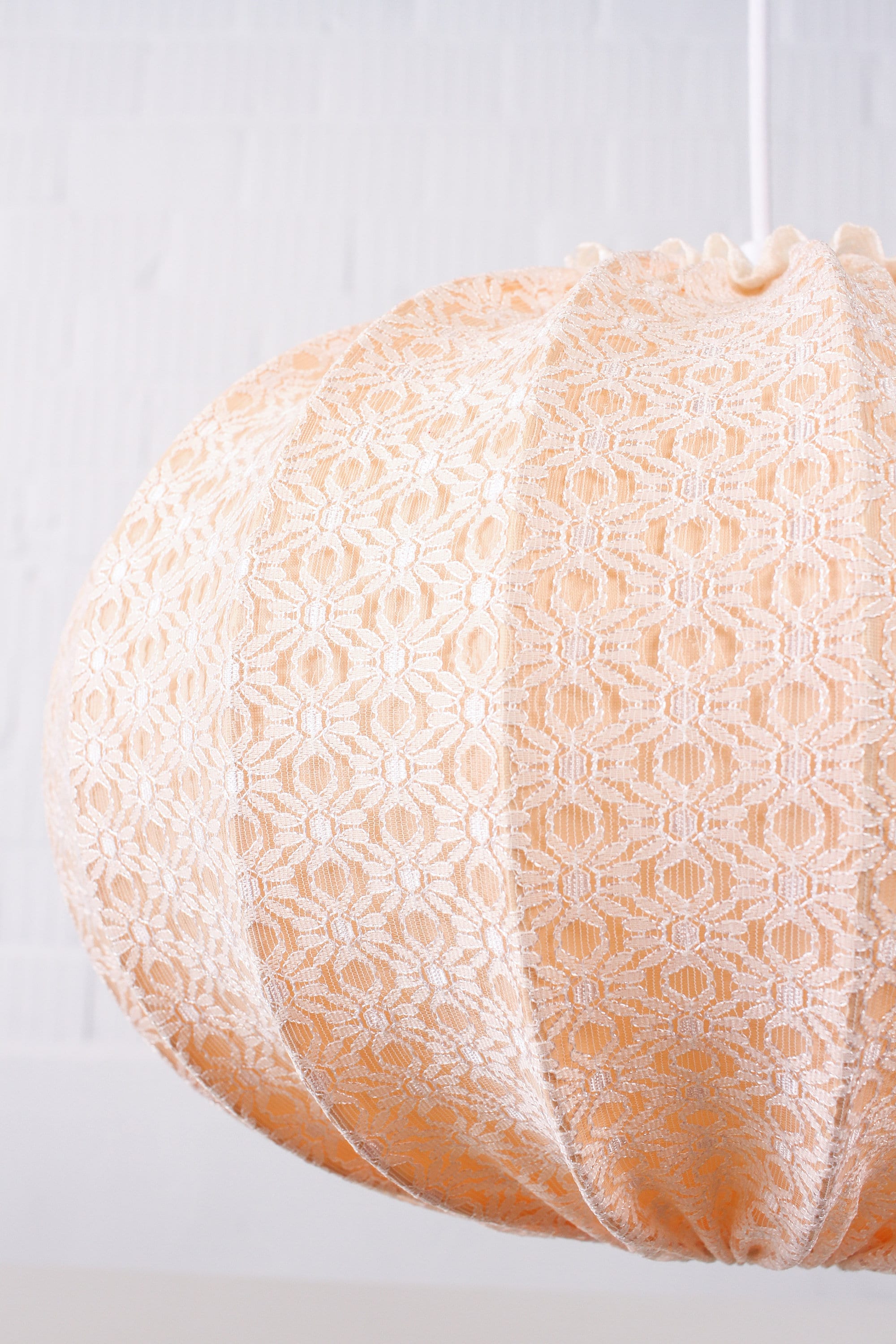 Vintage Lace Lamp Fabric Lamp Grandma Lamp Pastel Salmon White | Etsy