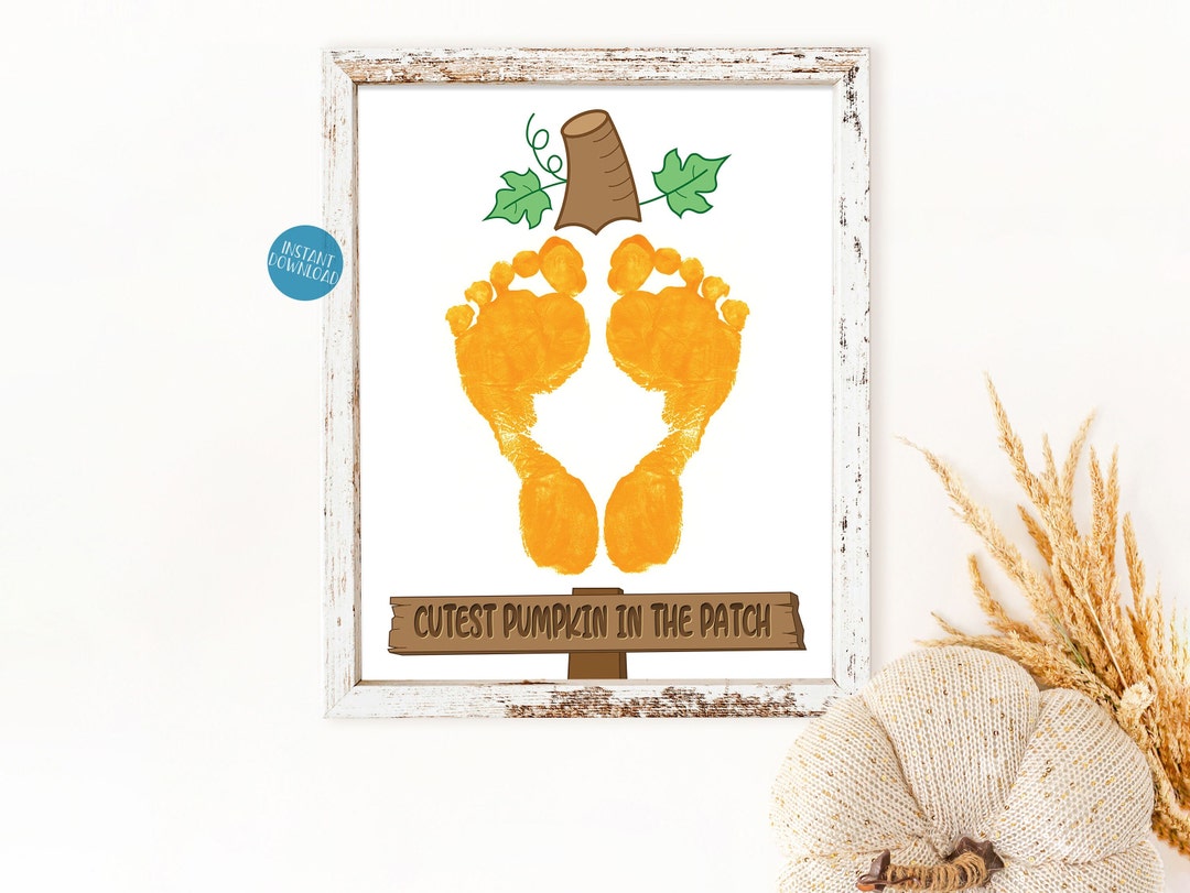 DIY Halloween Kid Craft, Footprint Art, Baby Pumpkin Keepsake ...
