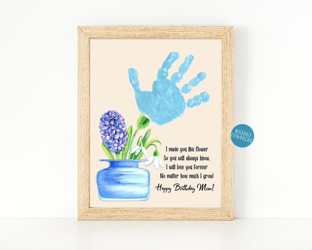 Handprint Art for Mom, Birthday Gift for Mom, Printable Birthday Card ...