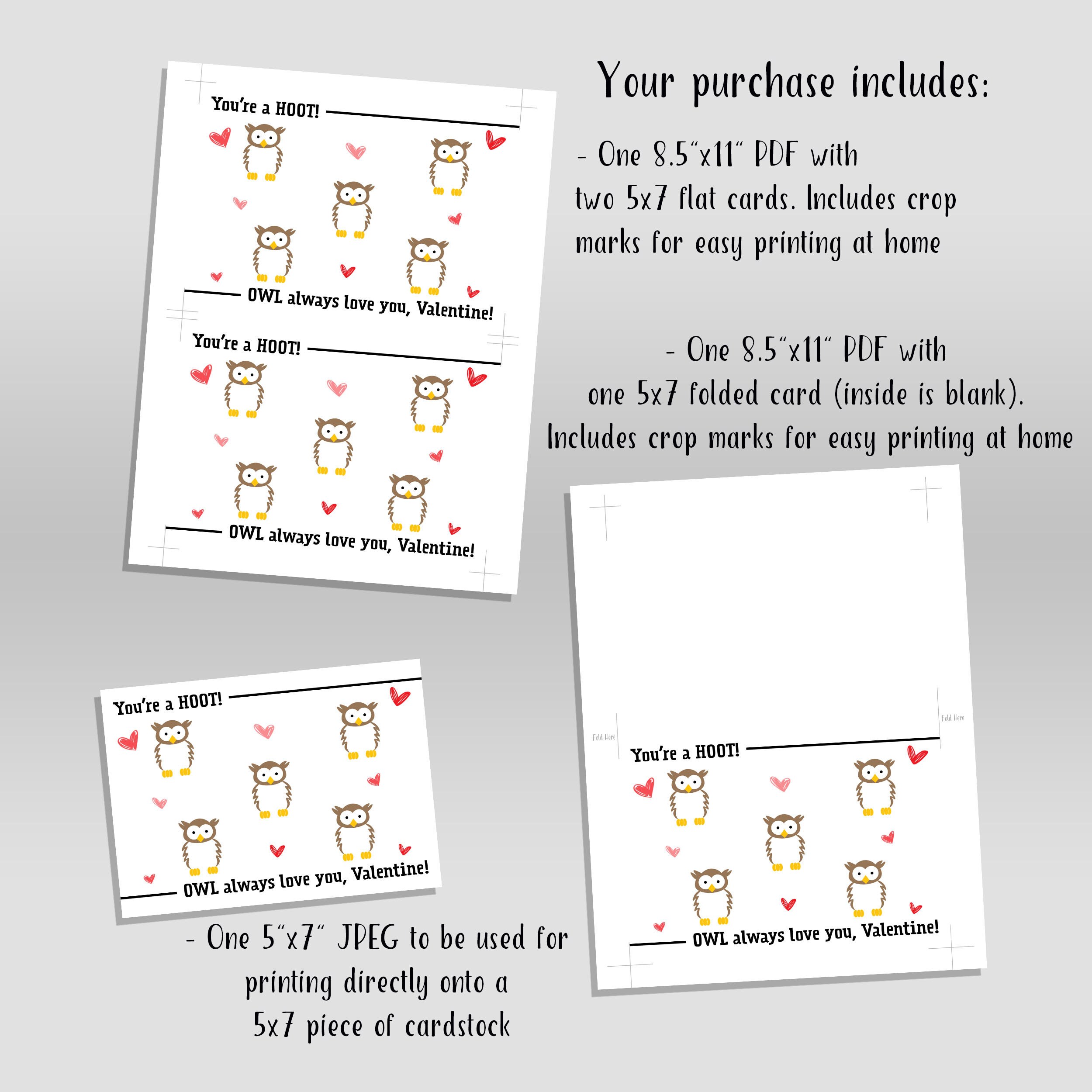 Owl Always Love You Printable Valentine's Day Card, Fingerprint Craft ...