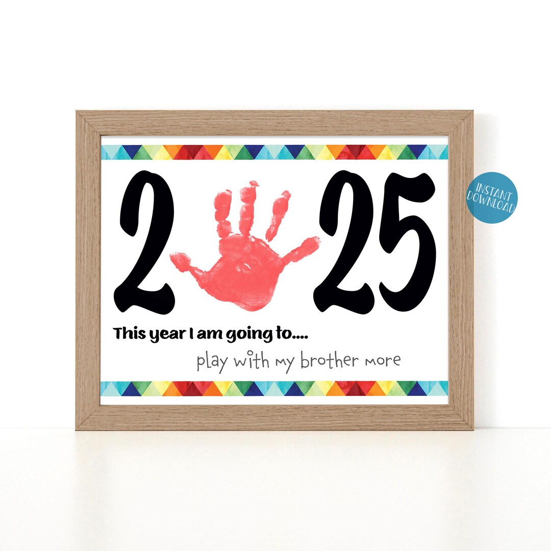 New Year's 2025 Handprint Art, New Year's Eve Printable, New Years ...