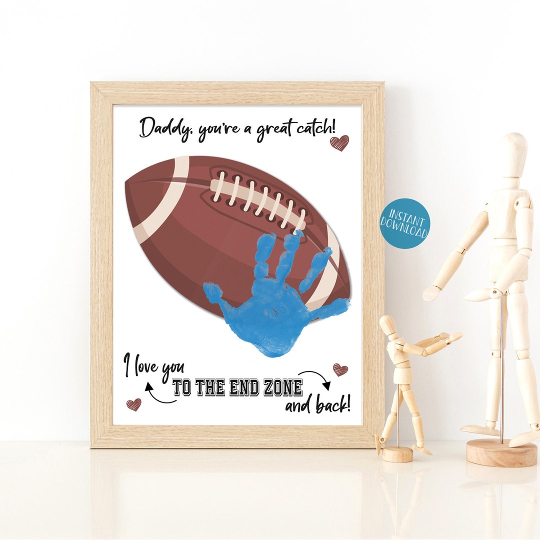 Dad Gift From Son, Football Handprint Art Project for Kids, Birthday ...