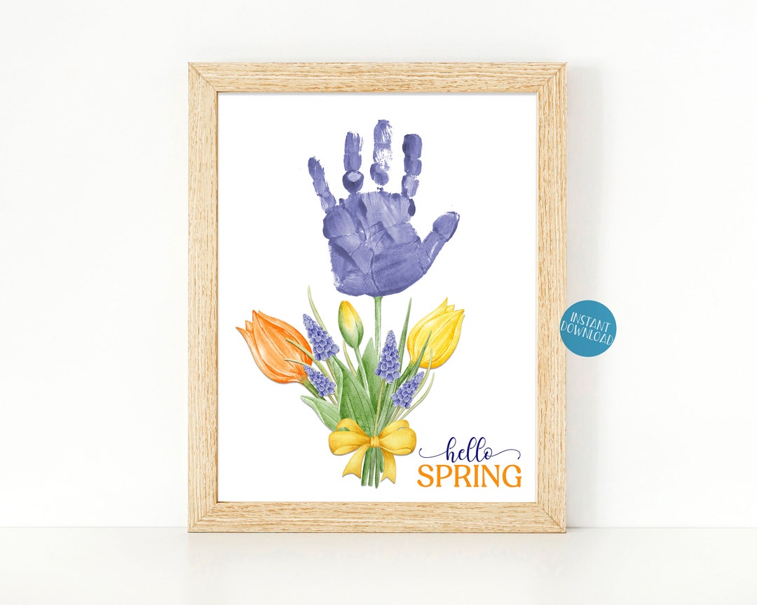 Hello Spring Handprint Craft for Kids, Flower Handprint Art for ...