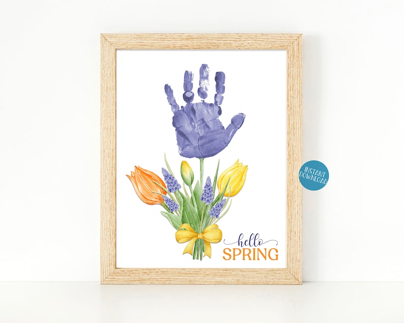 Hello Spring Handprint Craft for Kids Flower Handprint Art - Etsy