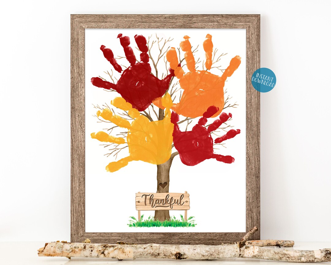 Thanksgiving Kid Craft, Handprint Tree Art, Handprint Keepsake, DIY ...