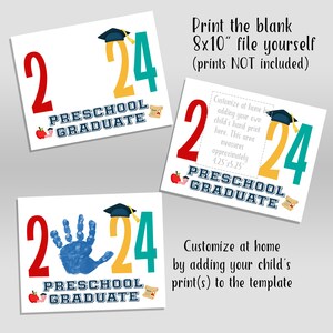 Preschool Graduation Sign, Handprint Art, DIY Kid Craft, 2024 Graduate ...