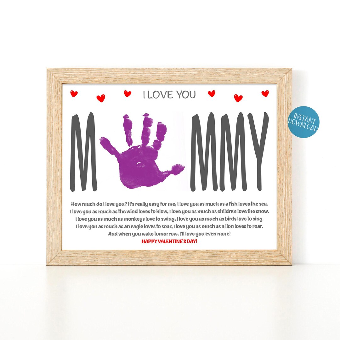 Handprint Art Valentine's Day Gift for Mom, Valentines Day Poem, DIY ...