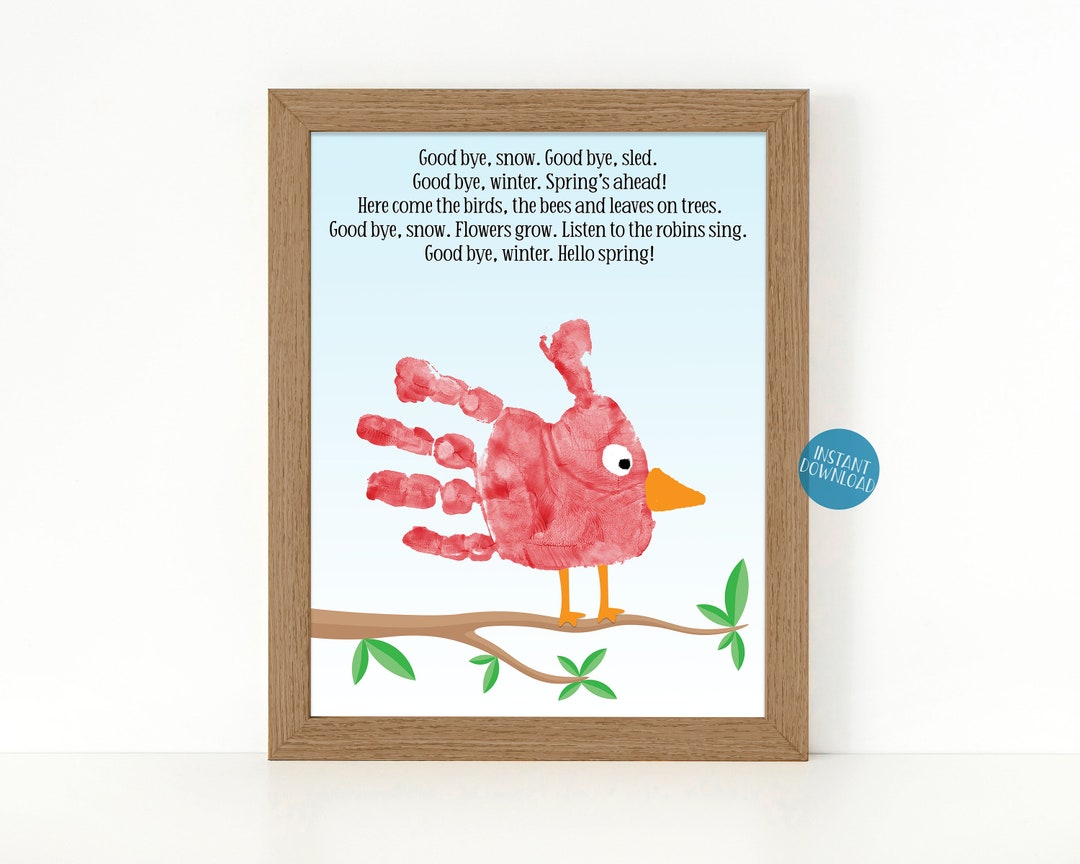 Hello Spring Handprint Art Project for Kids, Bird Handprint Craft for ...