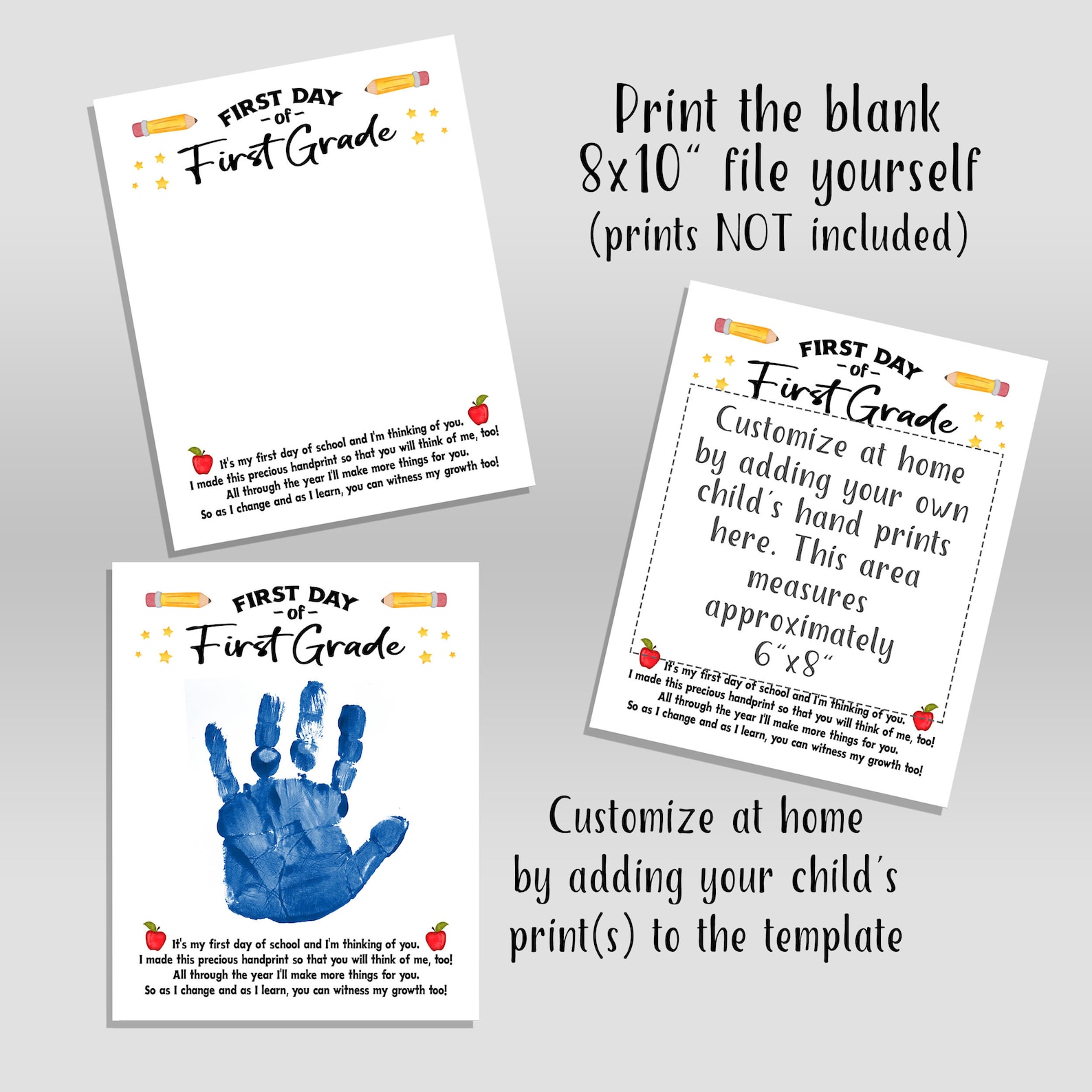 Handprint Art Back to School Poem First Day of School - Etsy