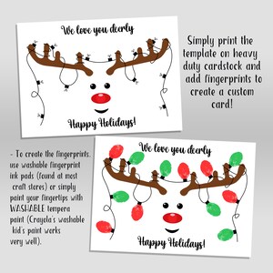 DIY Christmas Card, Kids Fingerprint Craft, Printable Christmas Card ...