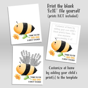 Bee Handprint Craft for Kids, Handprint Art Teacher Appreciation Gift ...