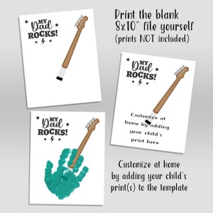 My Dad Rocks Guitar Handprint Craft for Fathers Day, Handprint Art ...