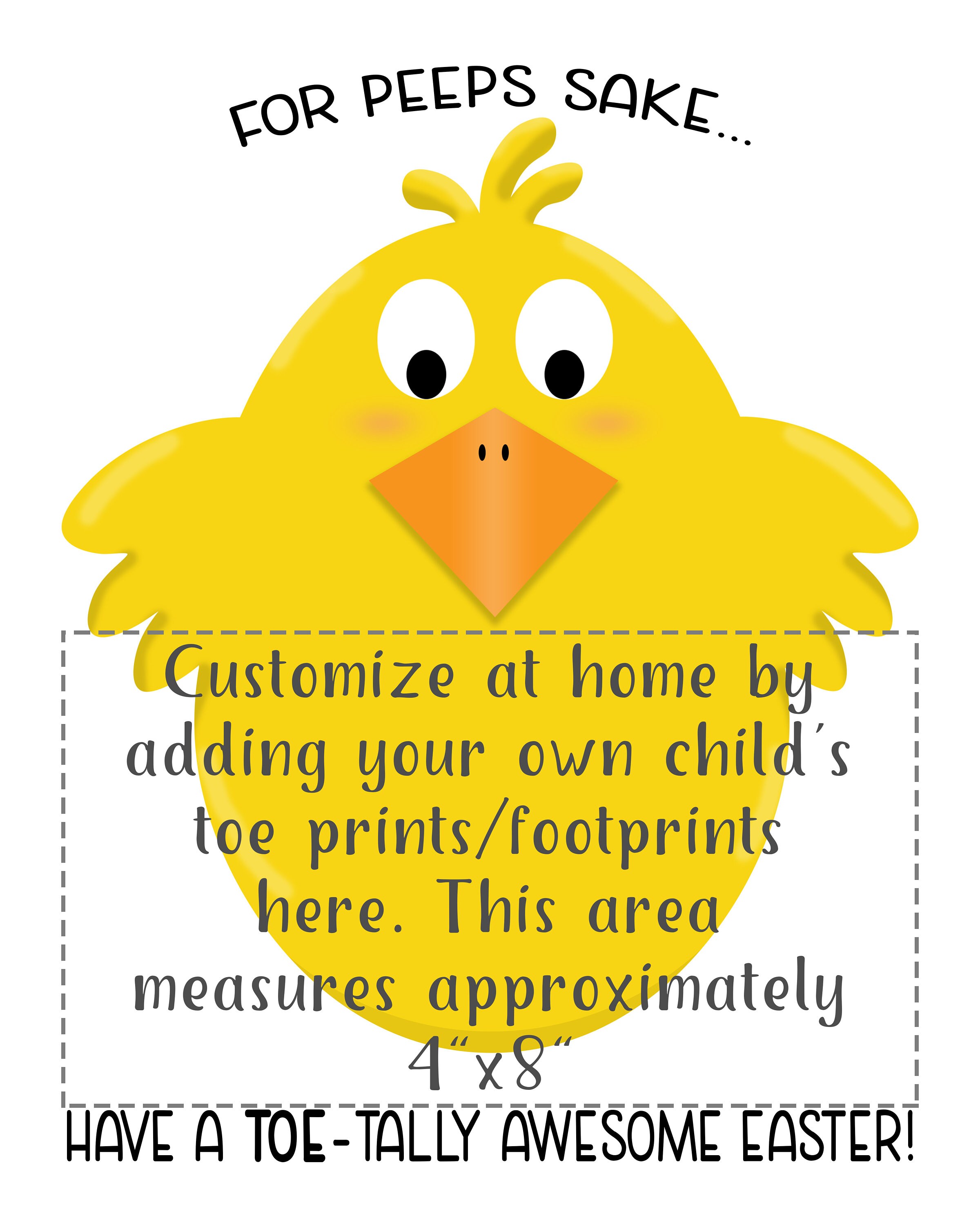 Easter Footprint Art For Peeps Sake Card Easter Chick | Etsy