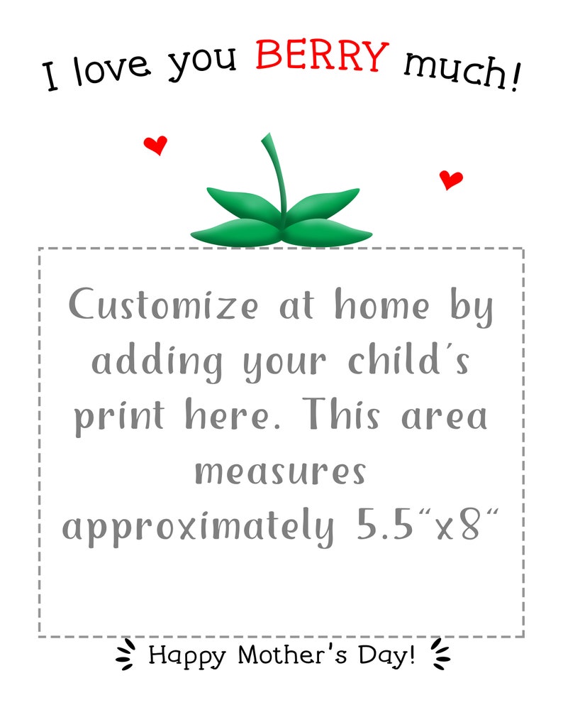 Mother's Day Handprint Art Project I Love You Berry Much - Etsy