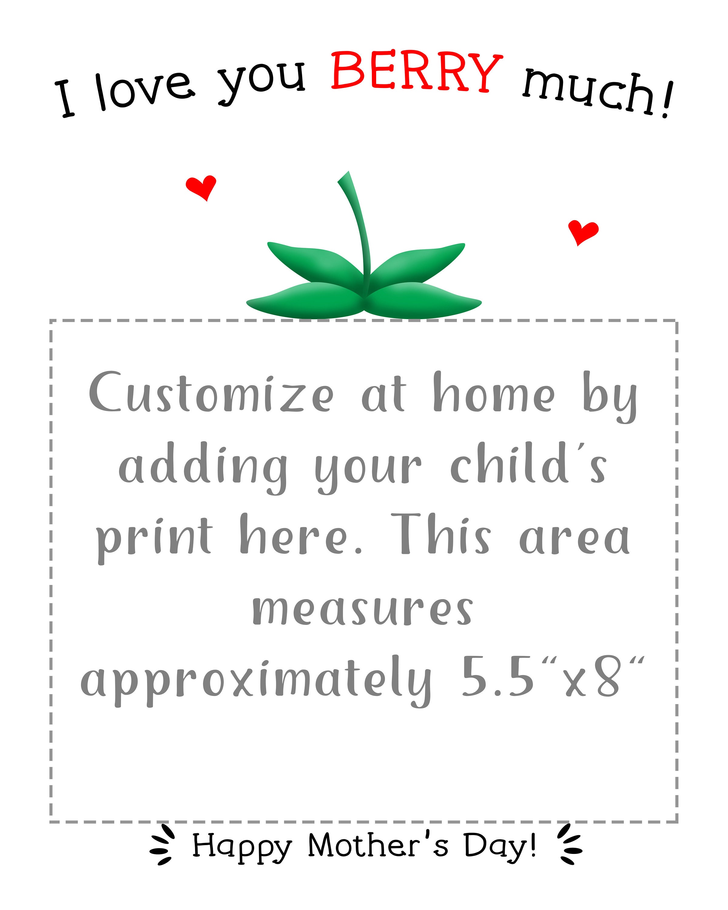 Mother's Day Handprint Art Project I Love You Berry Much - Etsy