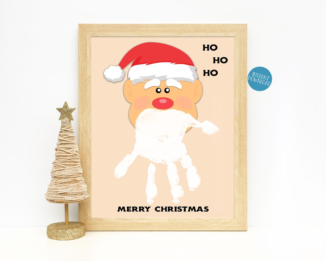 Santa Handprint Art, Christmas Xmas Craft for Kids, Printable Christmas ...