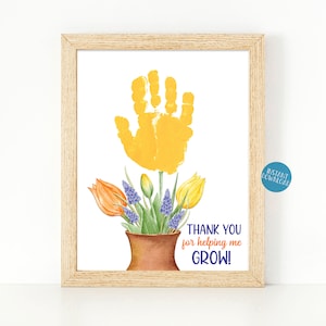 Thank You for Helping Me Grow Handprint Craft, Handprint Art Teacher Appreciation Gift, Unique ...