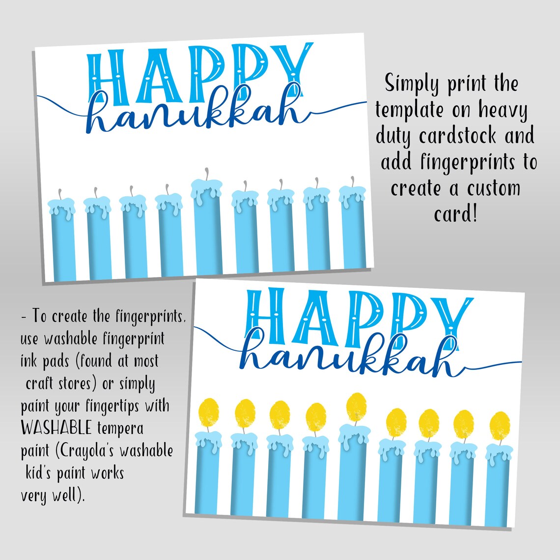 Printable DIY Hanukkah Card Fingerprint Craft for Kids - Etsy