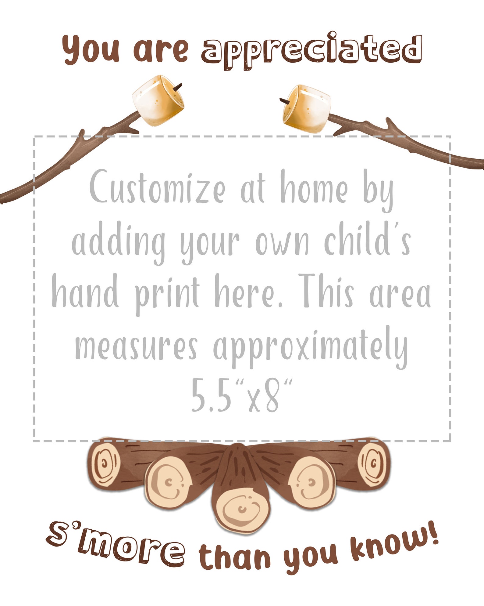 Handprint Craft Teacher Appreciation Gift, Smore Handprint Art Unique ...