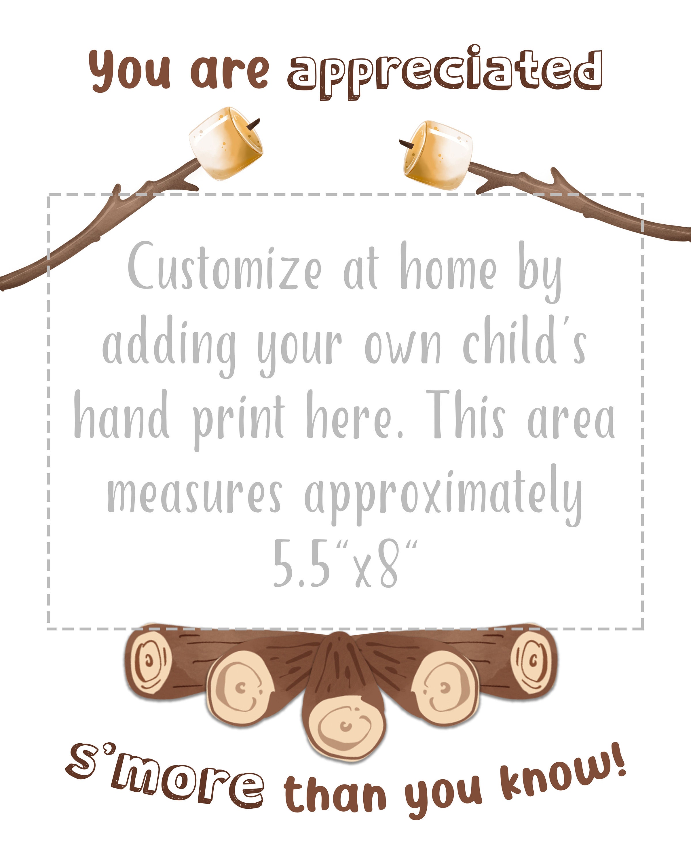 Handprint Craft Teacher Appreciation Gift Smore Handprint Art - Etsy